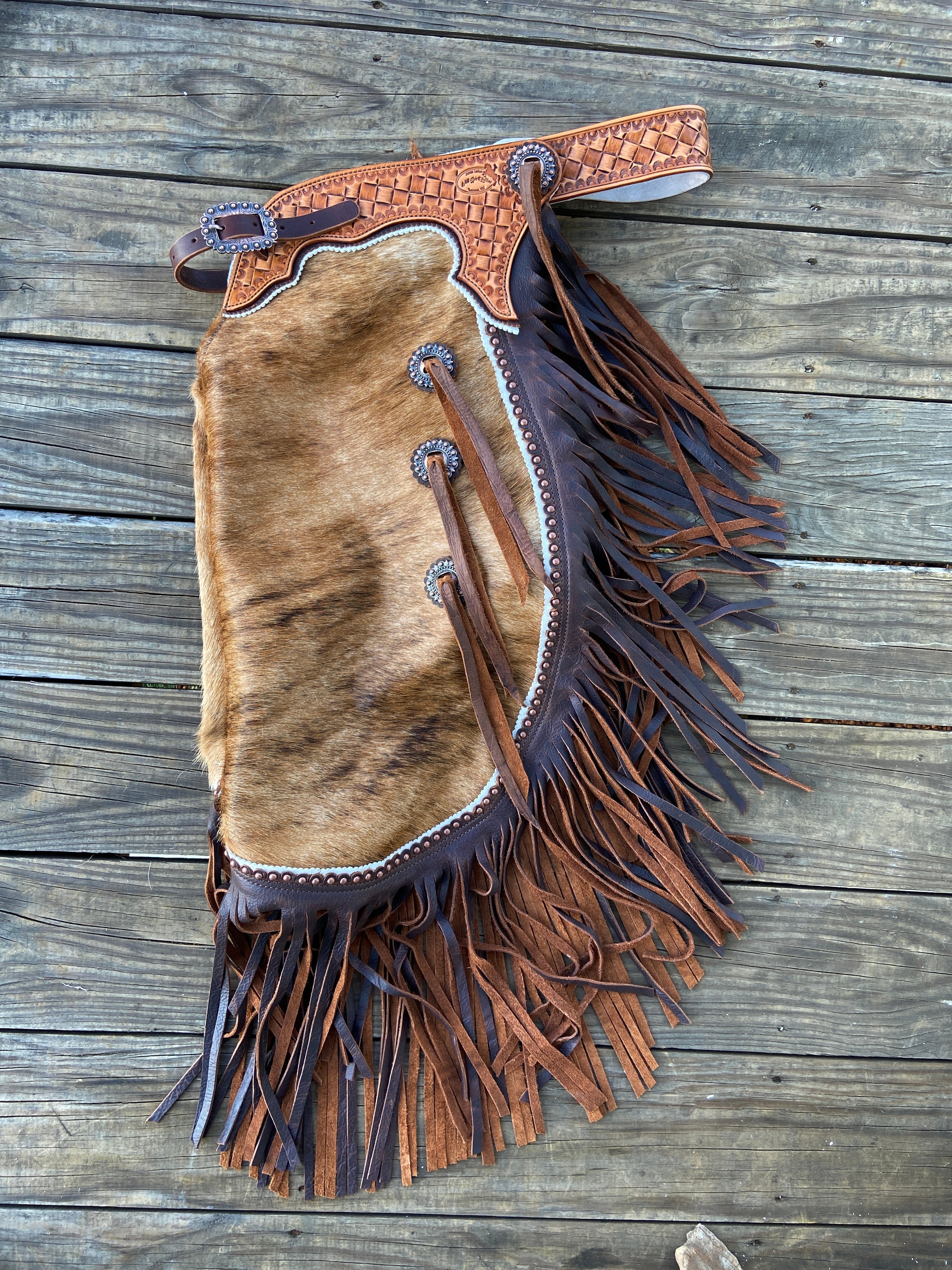 Hair on hide western chinks – Wild Spirit Leather